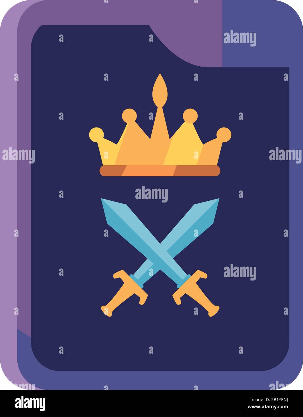 portable console with crown and swords line style icon design ...