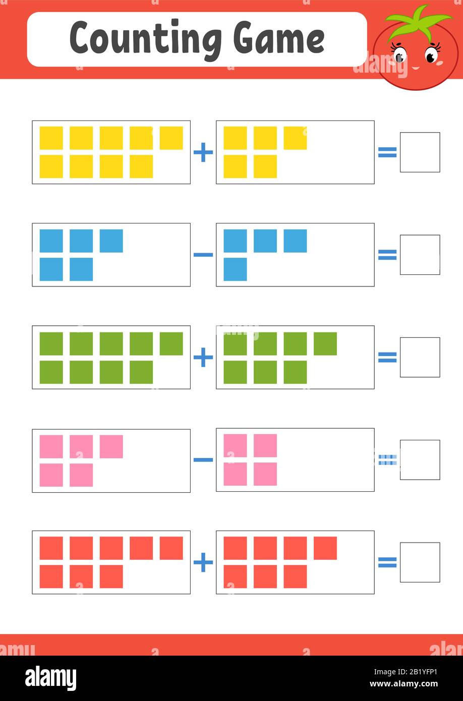 Counting game for children. Addition and subtraction. Activity ...