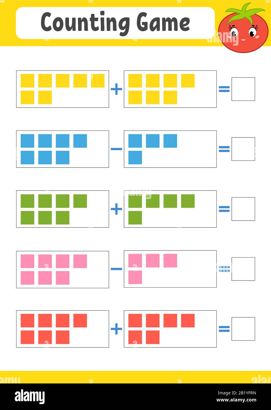 Counting game for children. Addition and subtraction. Activity ...