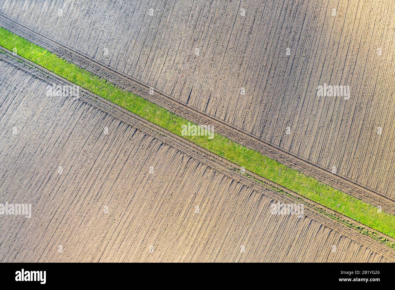 Two Fields In Winter Sun From Above Stock Photo Alamy