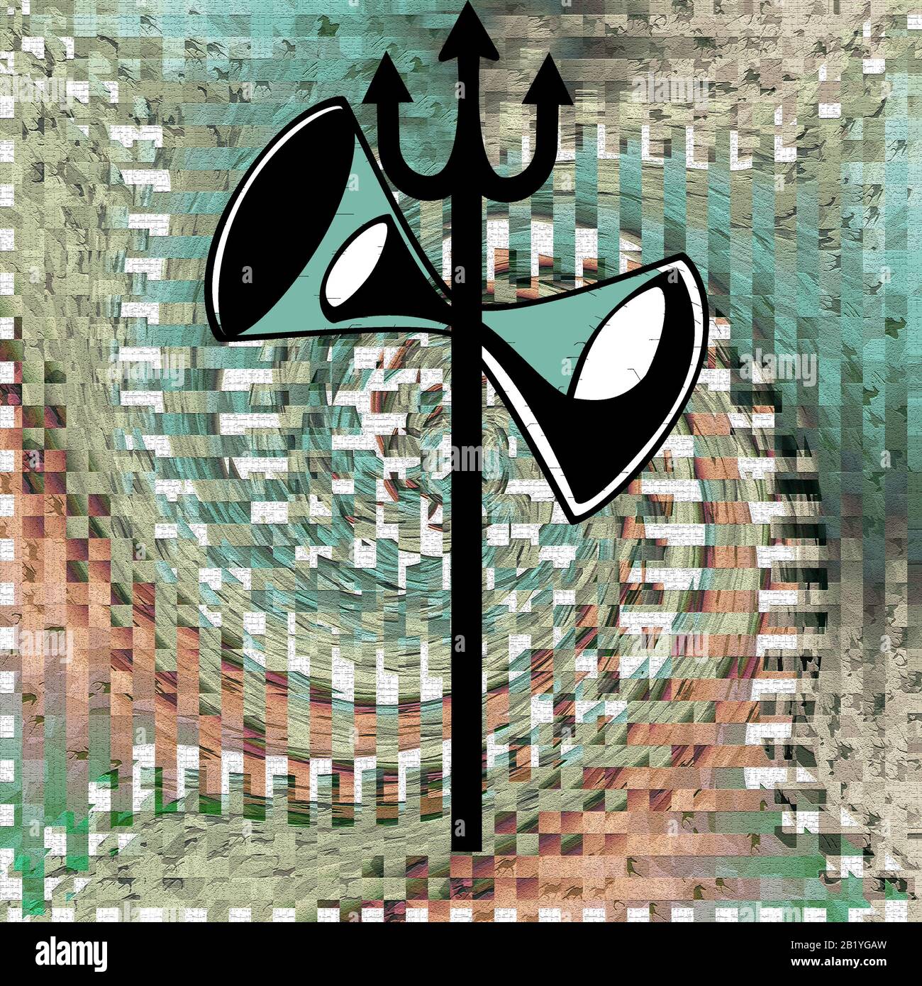 Lord shiva instrument damru and weapon trishula and abstract background ...