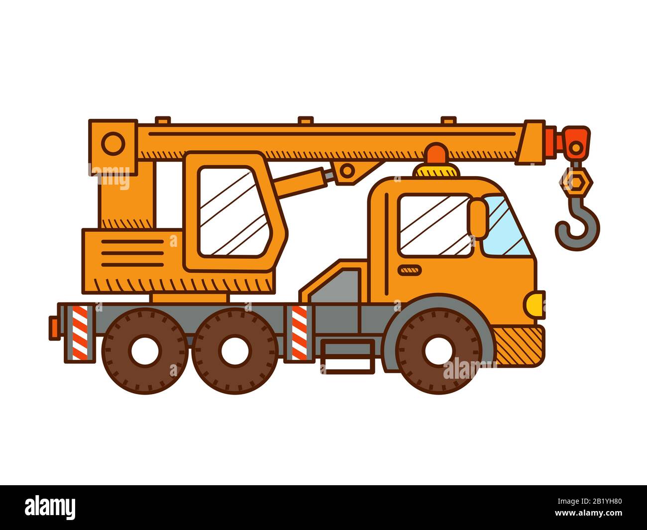 Crane truck isolated on white background. Side view. Construction ...
