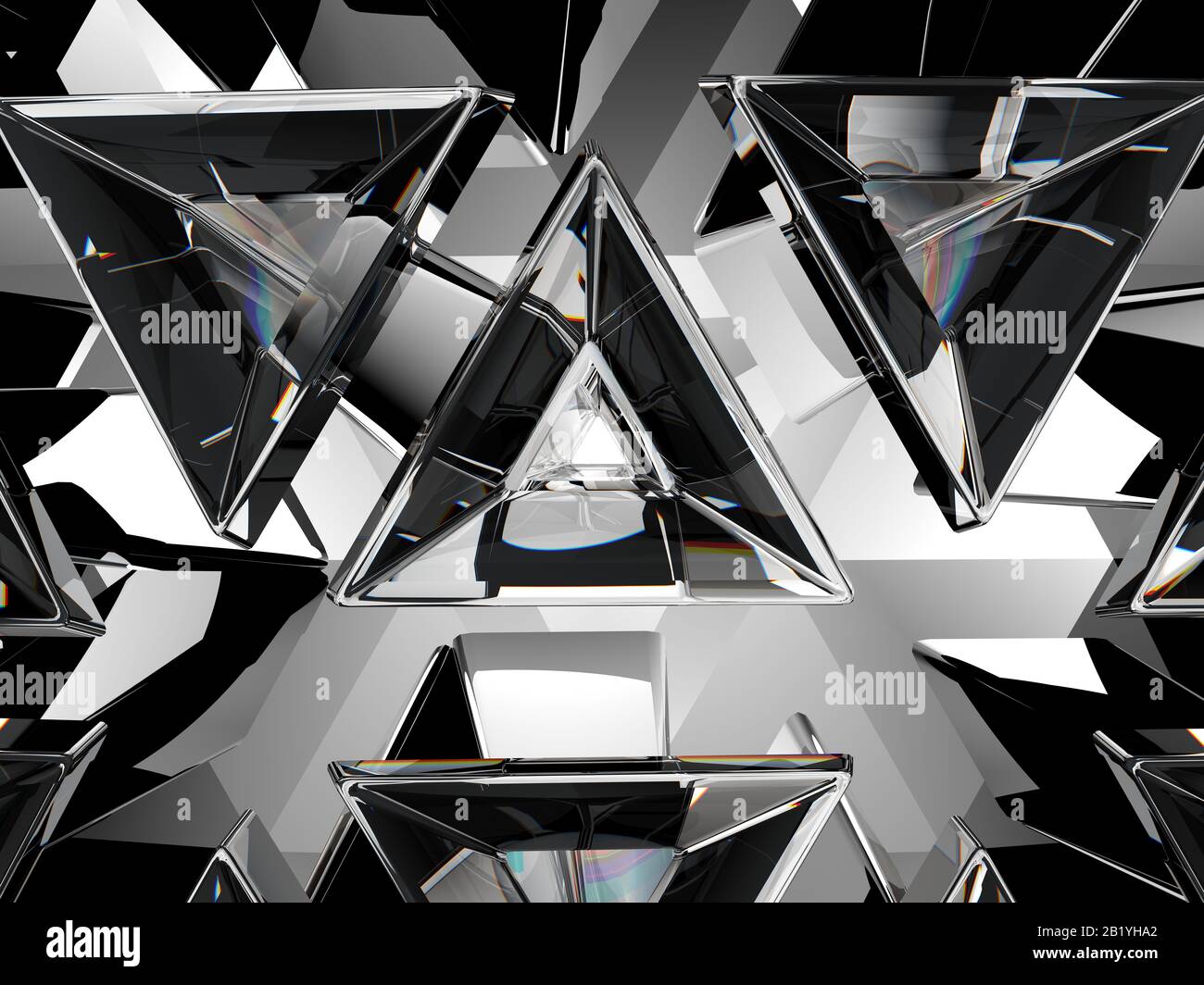 Gemstone diamond or shiny glass triangular texture kaleidoscope ...
