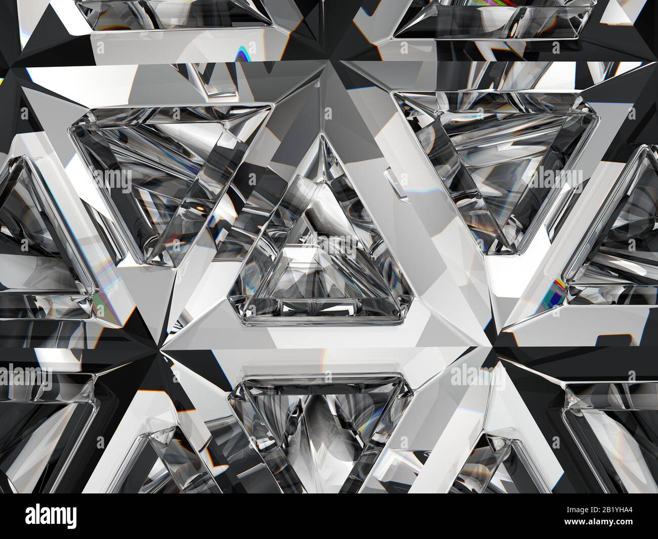 Gemstone diamond or shiny glass triangular texture kaleidoscope ...