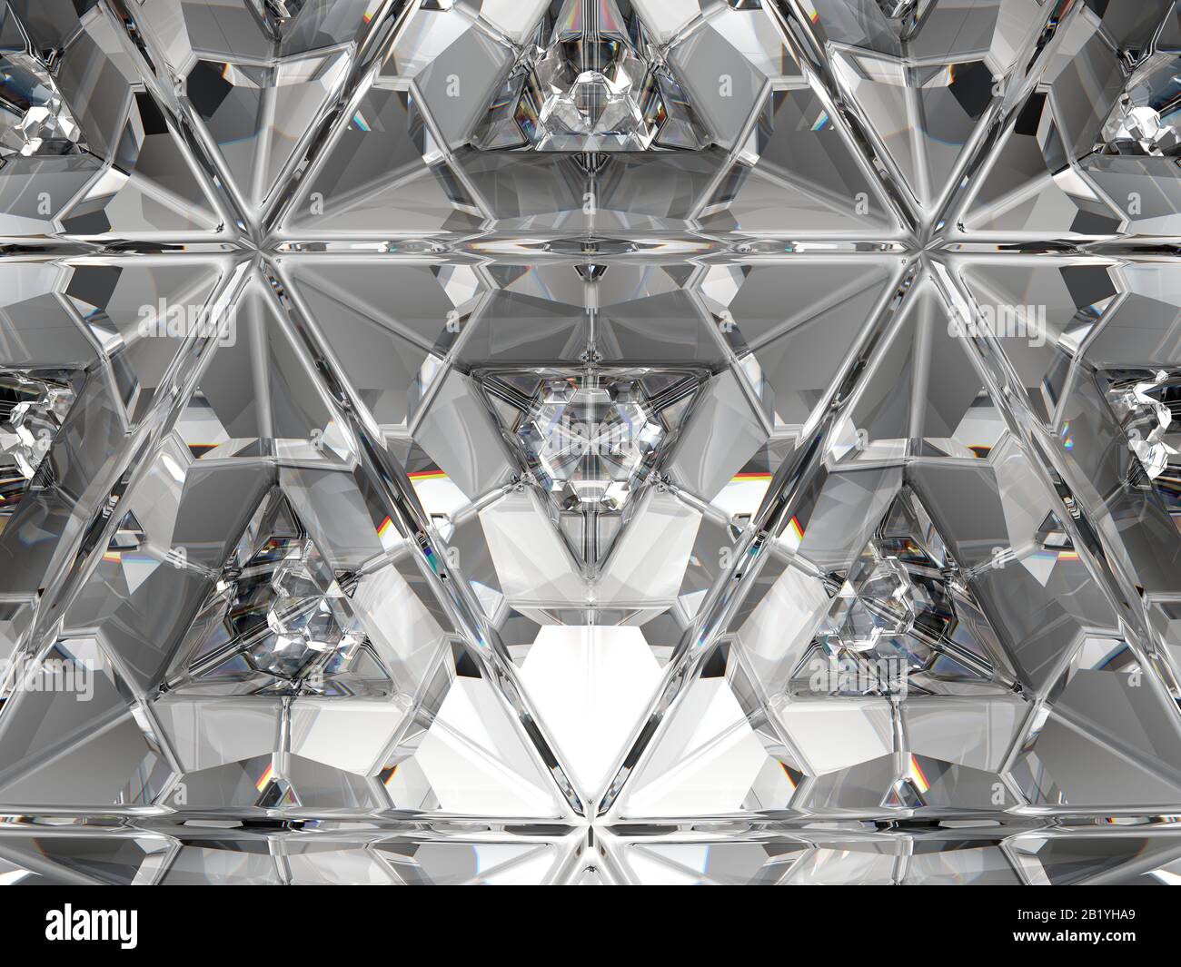 Gemstone diamond or shiny glass triangular texture kaleidoscope ...