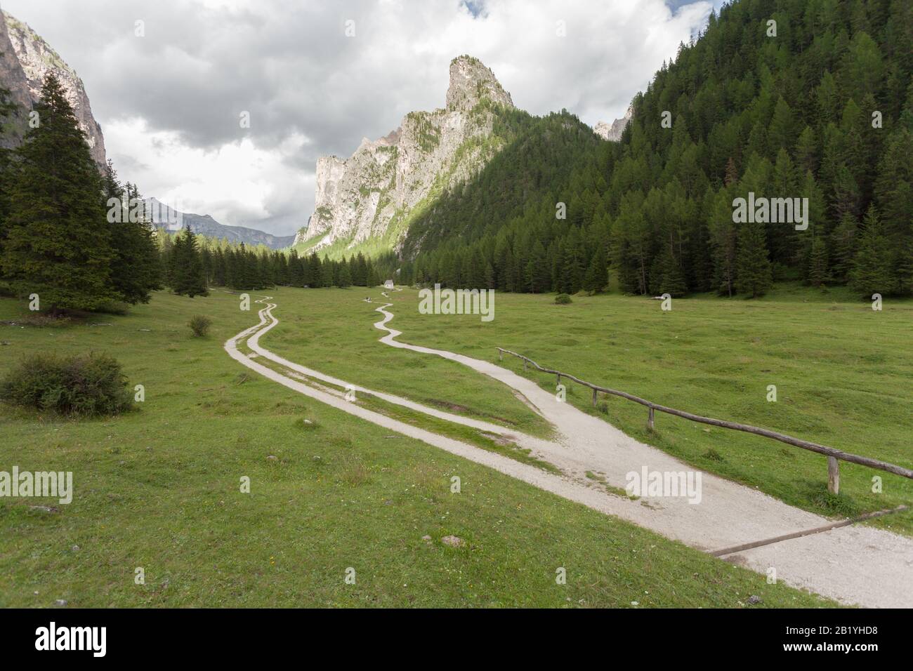 A single mountain path splits in two different directions Stock Photo ...