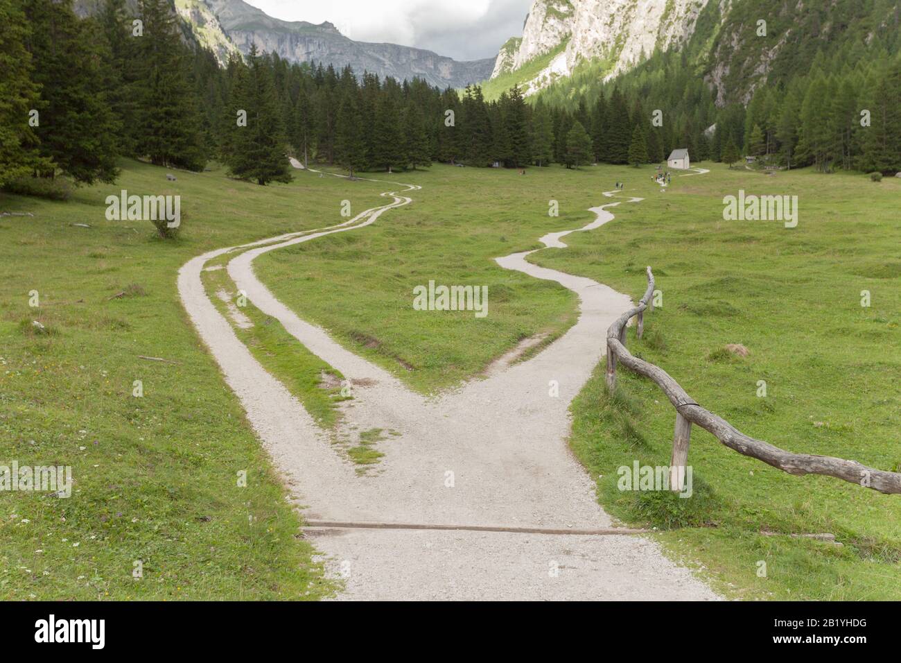 A single mountain path splits in two different directions Stock Photo ...