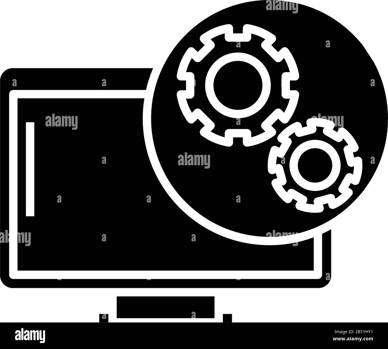Computer settings black icon, concept illustration, vector flat symbol ...
