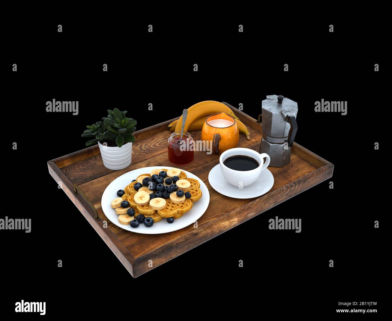 3d render of coffee and deserts concept Stock Photo - Alamy
