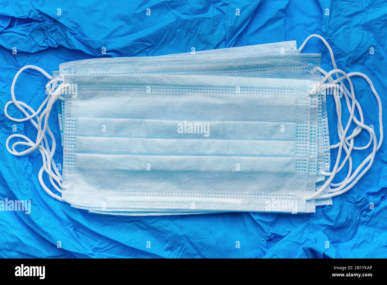 Lot medical respiratory face masks traditional blue medical background ...