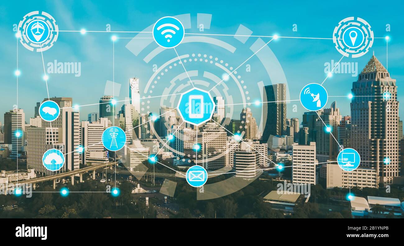 Smart city and wireless communication network concept - Internet of ...