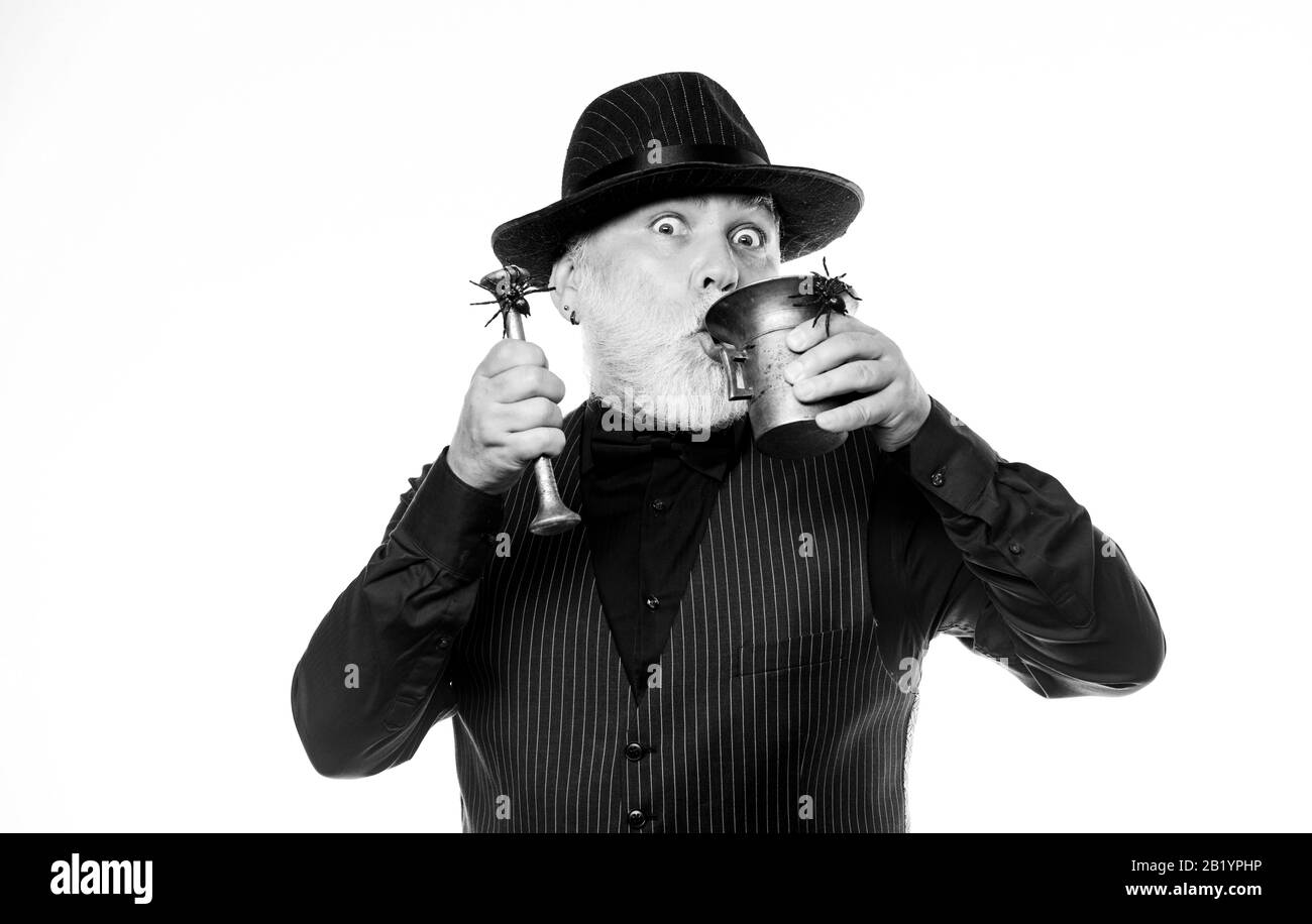 Eat , drink and be scary. halloween holiday costume. evil wizard ...