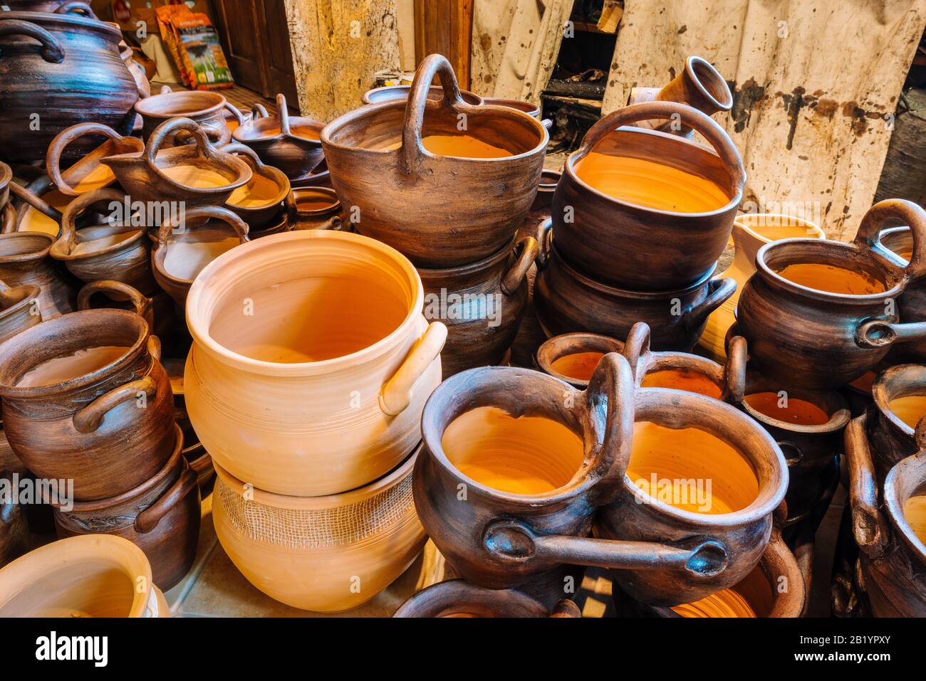 handmade pottery in a old pottery workshop Stock Photo - Alamy