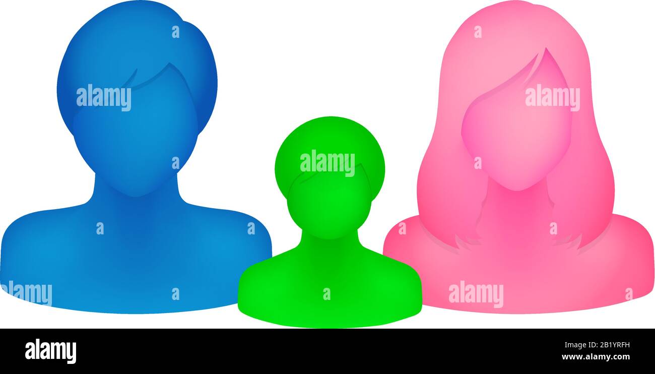 Abstruct faceless person portrait illustration / family, parents and ...