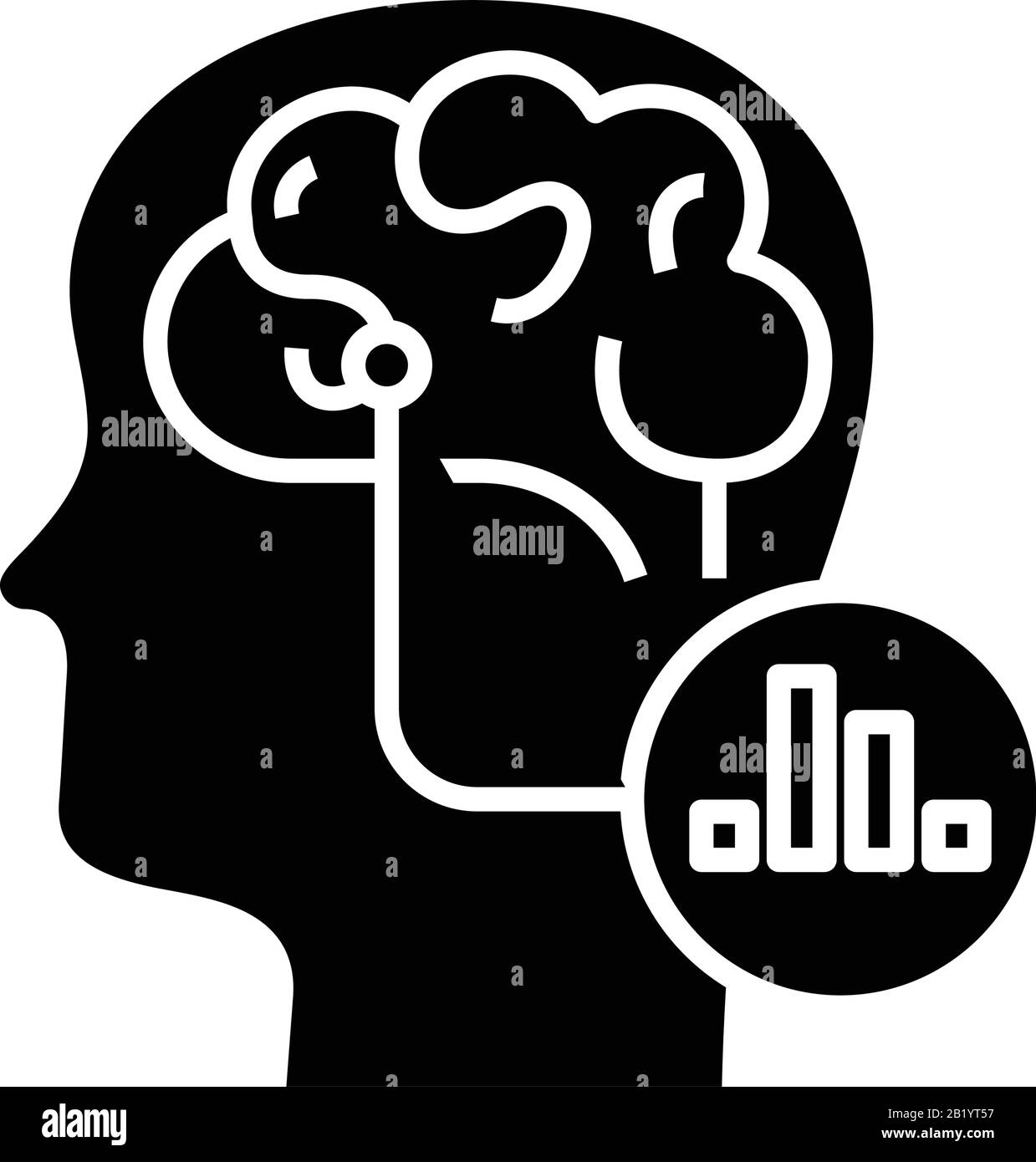 Considering diagram black icon, concept illustration, vector flat ...