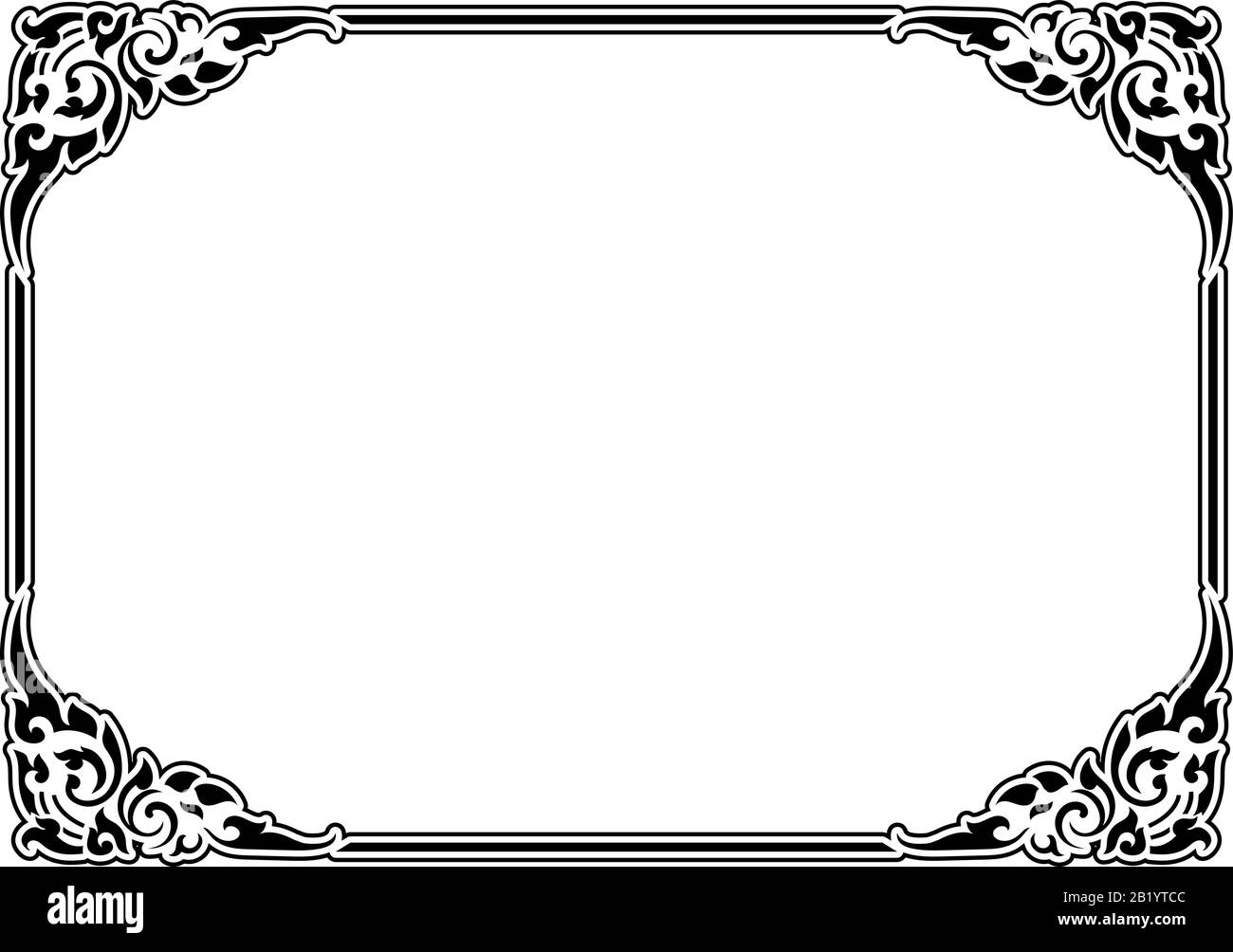 horizontal black and white stencil square Traditional vintage floral ...