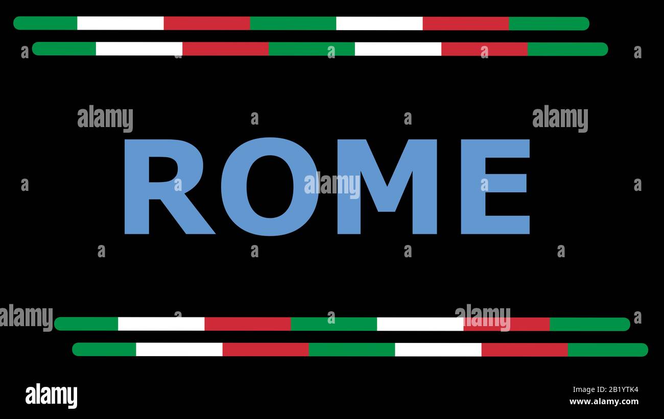 Illustration with slogan text "Rome" with frame on minimal background ...