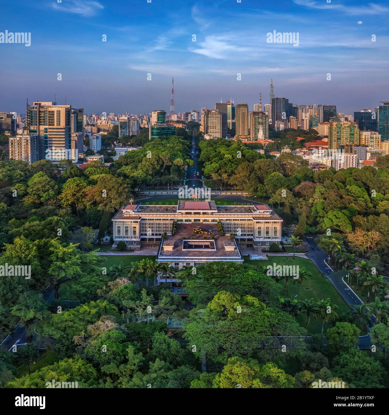 Aerial panoramic cityscape view of Independence Palace or Reunification ...