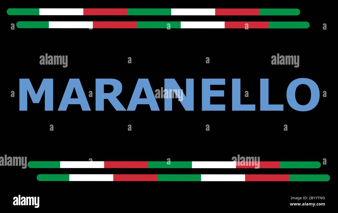 Illustration with slogan text "Maranello" with frame on minimal ...