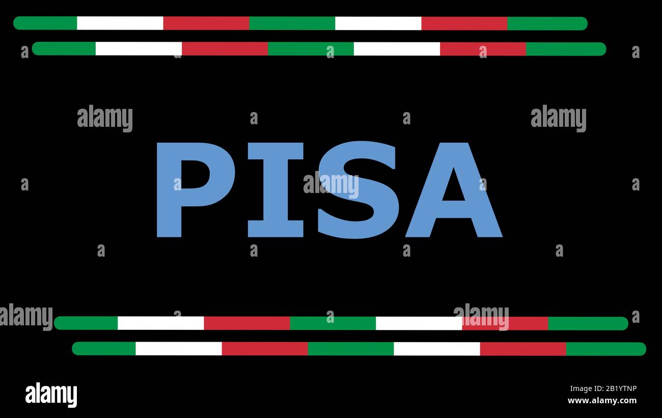 Illustration with slogan text "Pisa" with frame on minimal background ...