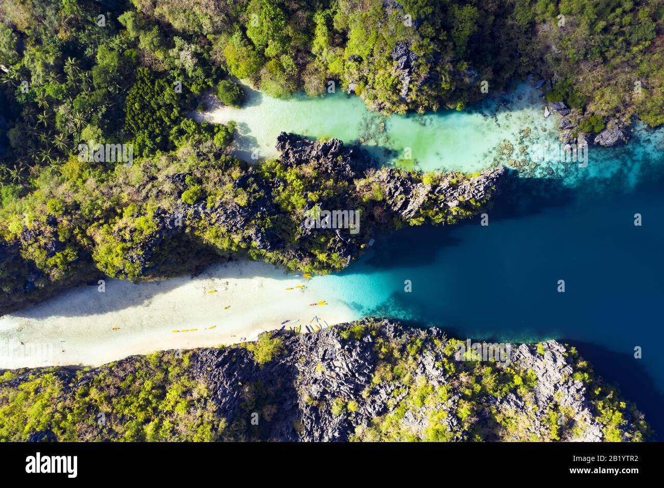 View from above, stunning aerial view of the Big Lagoon and the Small ...