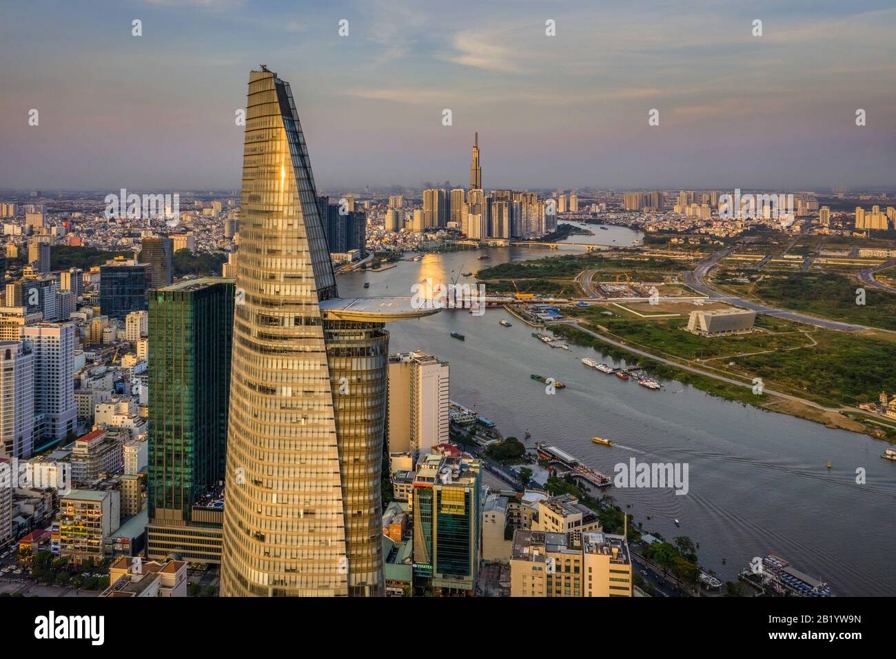 Top view aerial photo from flying drone of a Ho Chi Minh City with ...