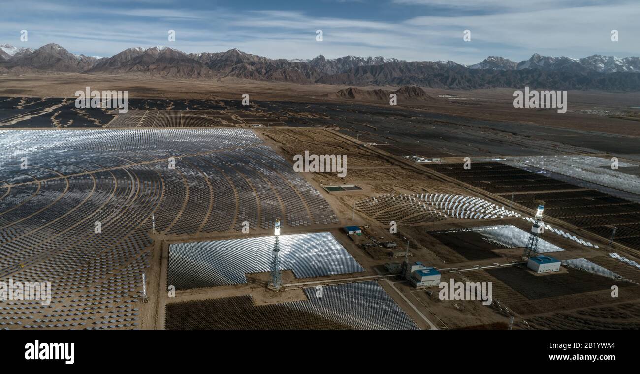 Aerial view of solar thermal plant Stock Photo - Alamy