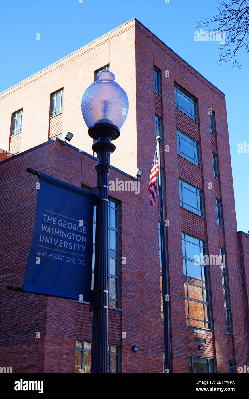 WASHINGTON, DC -21 FEB 2020- View of the college campus of George ...