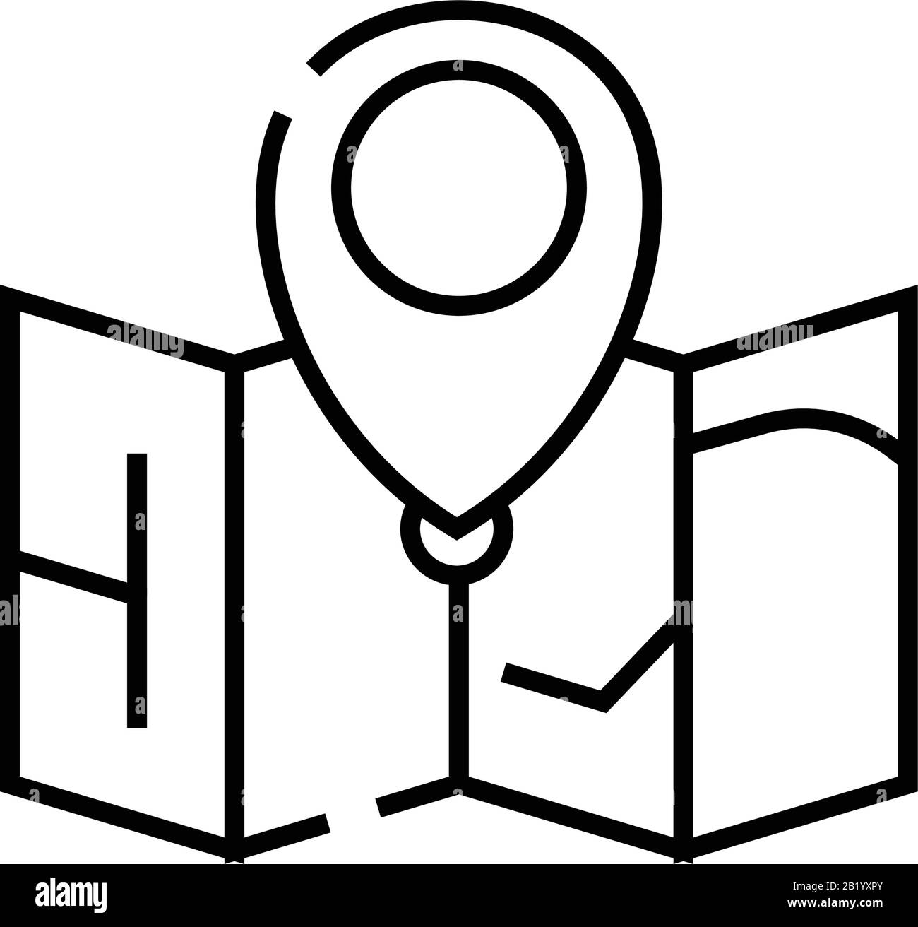 Map line icon, concept sign, outline vector illustration, linear symbol ...