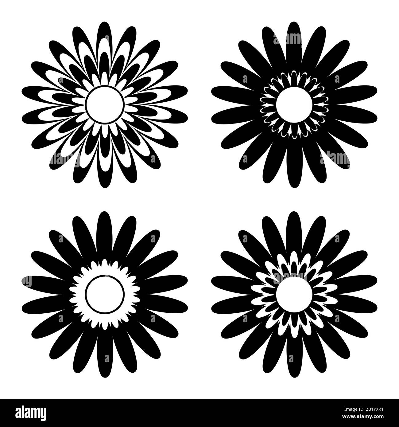 set of black and white isolated flower icons Stock Vector Image & Art ...