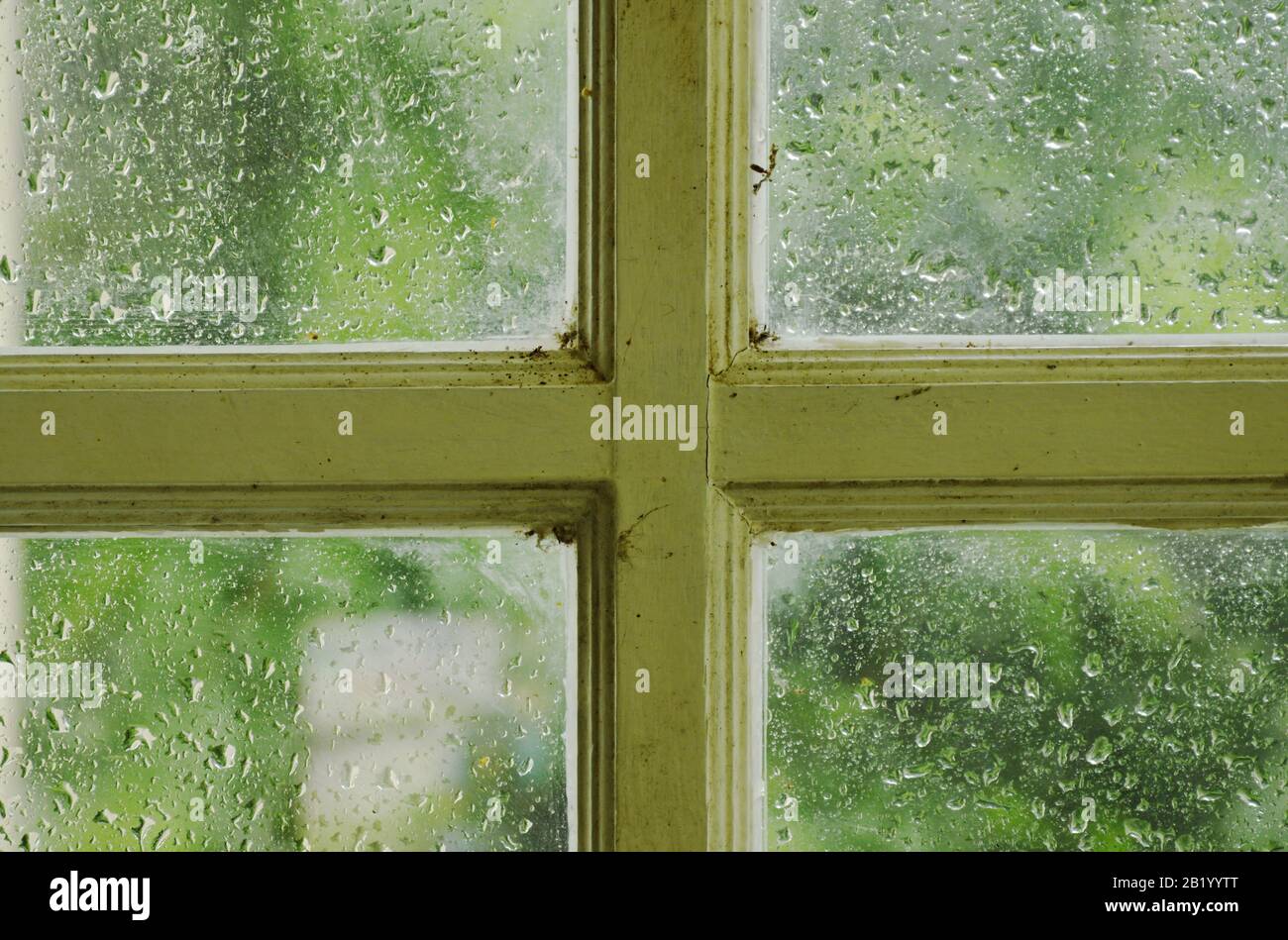 drop of water on glass window frame in rainy day Stock Photo - Alamy