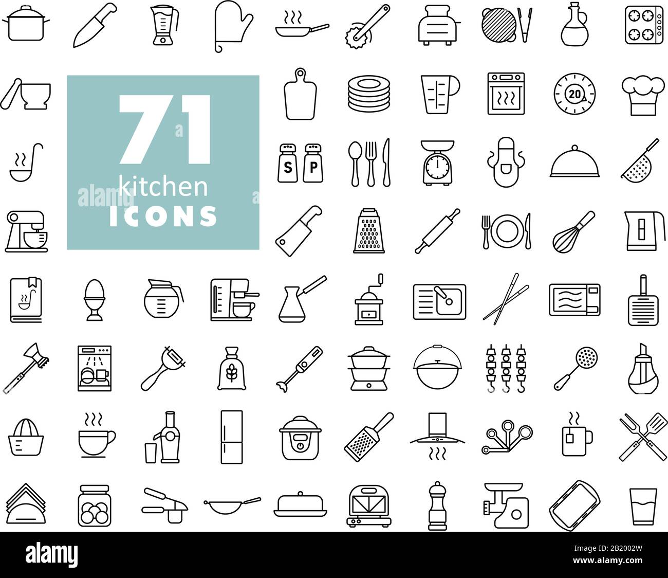 Cooking and kitchen vector icons set. Graph symbol for cooking web site ...