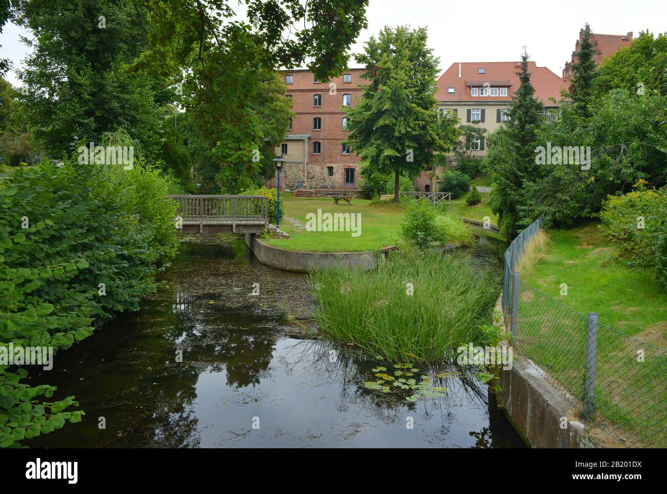 Watermill garden with small river in Templin, Germany Stock Photo - Alamy