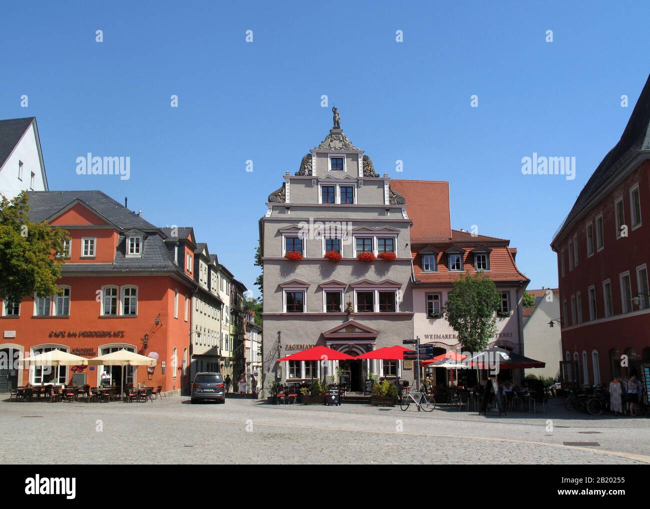 Weimar, Germany 07-25-2019 historical buildings and street scene in the ...