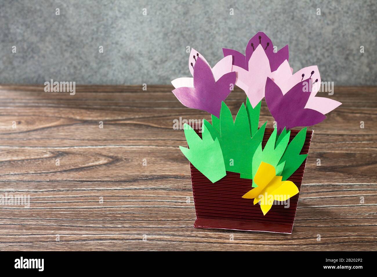 Greeting card for mother's day with spring flowers crocuses. Copy space ...