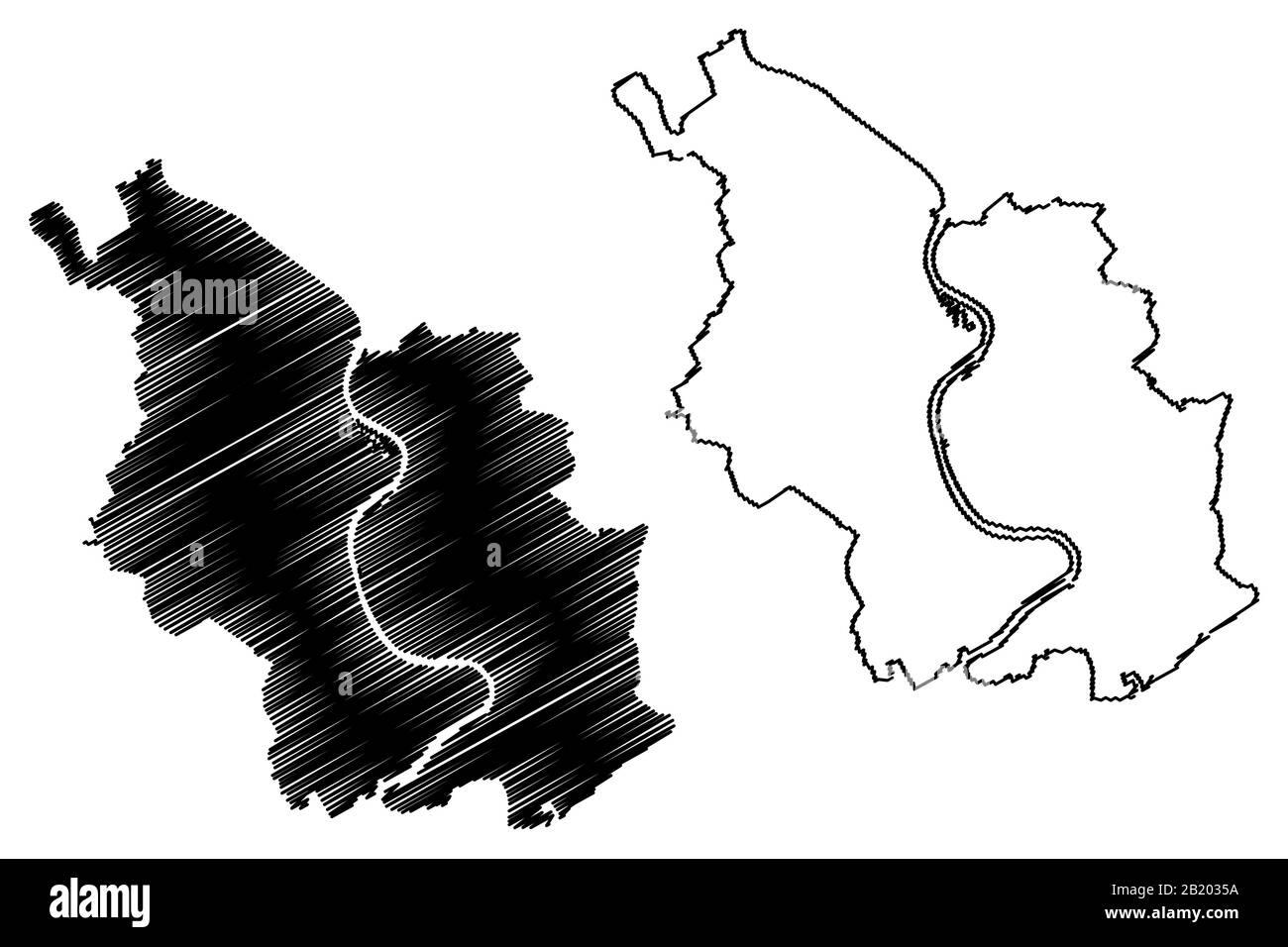 Cologne City (Federal Republic of Germany) map vector illustration, scribble sketch City of ...