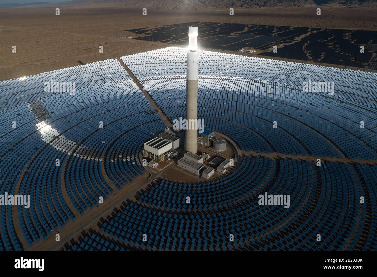 Aerial view of solar thermal plant Stock Photo - Alamy