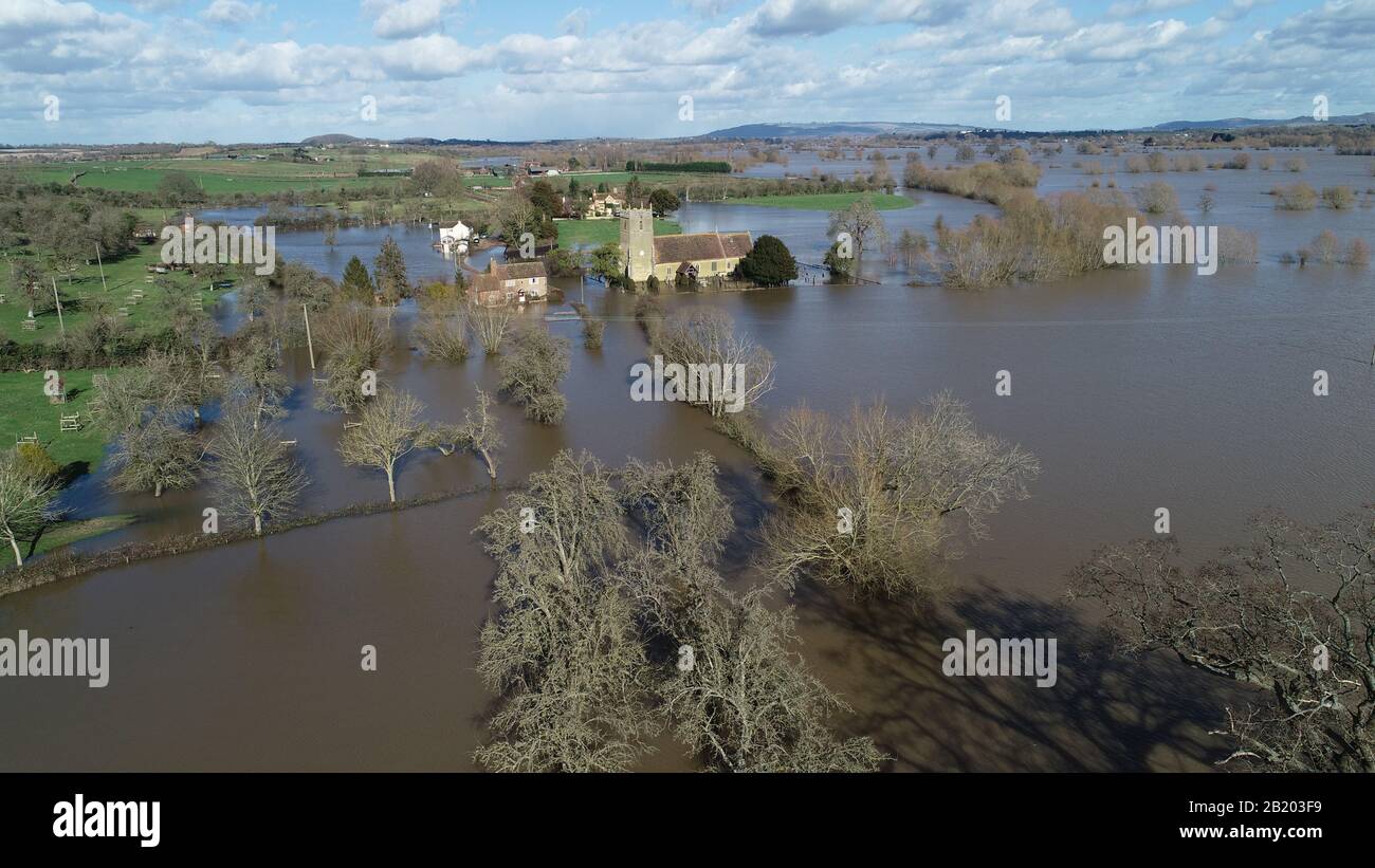 The Flooded Church on the River Severn, at Tirley, Gloucestershire ...