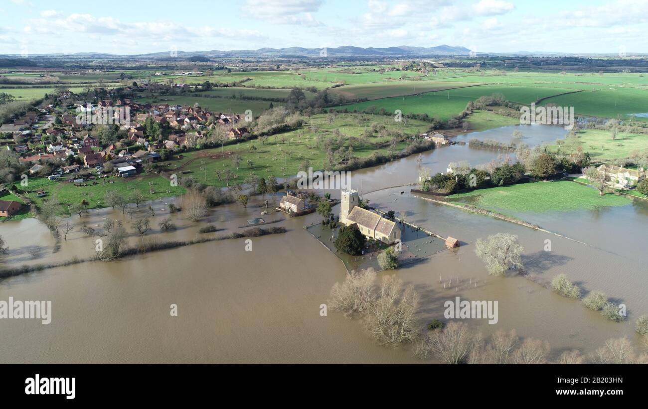 The Flooded Church on the River Severn, at Tirley, Gloucestershire ...