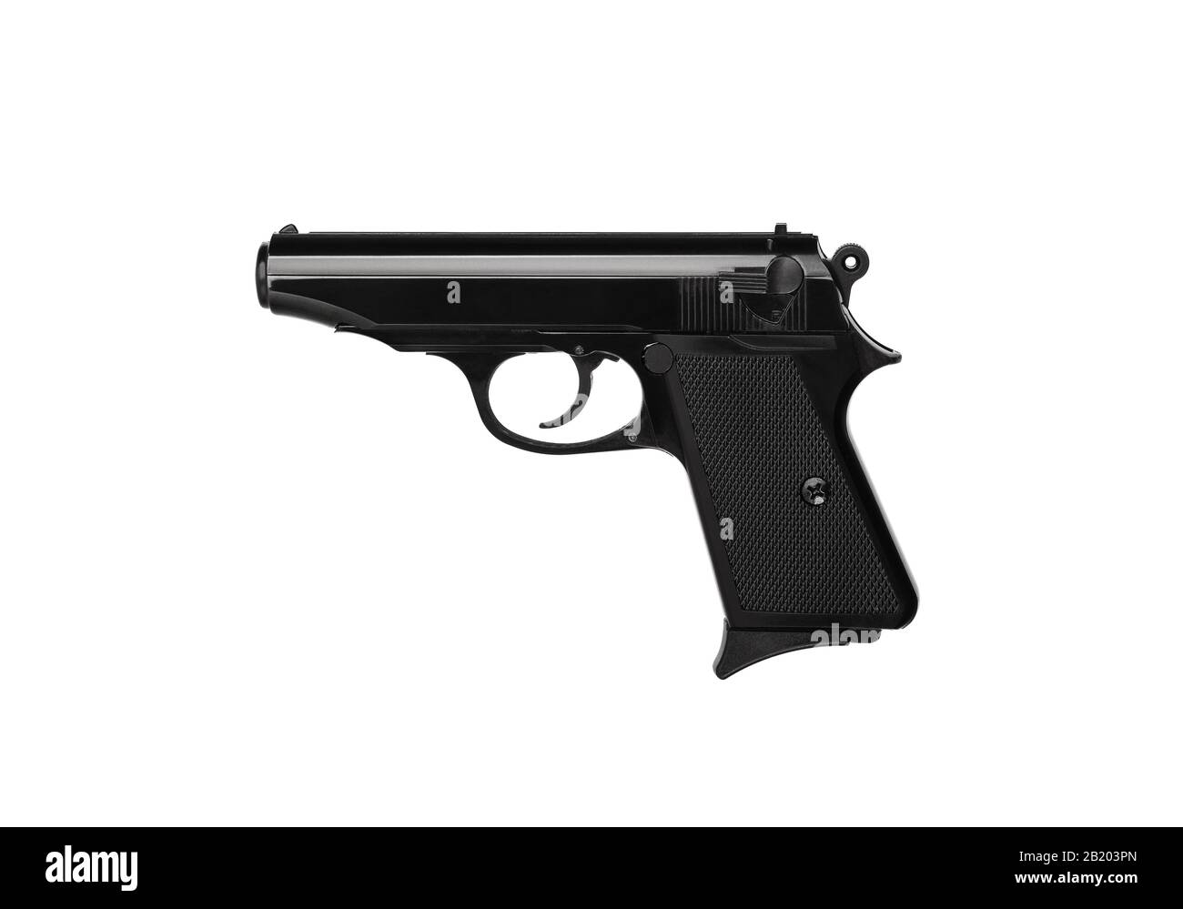 Black gun pistol isolated on white background. Short-barreled weapons ...