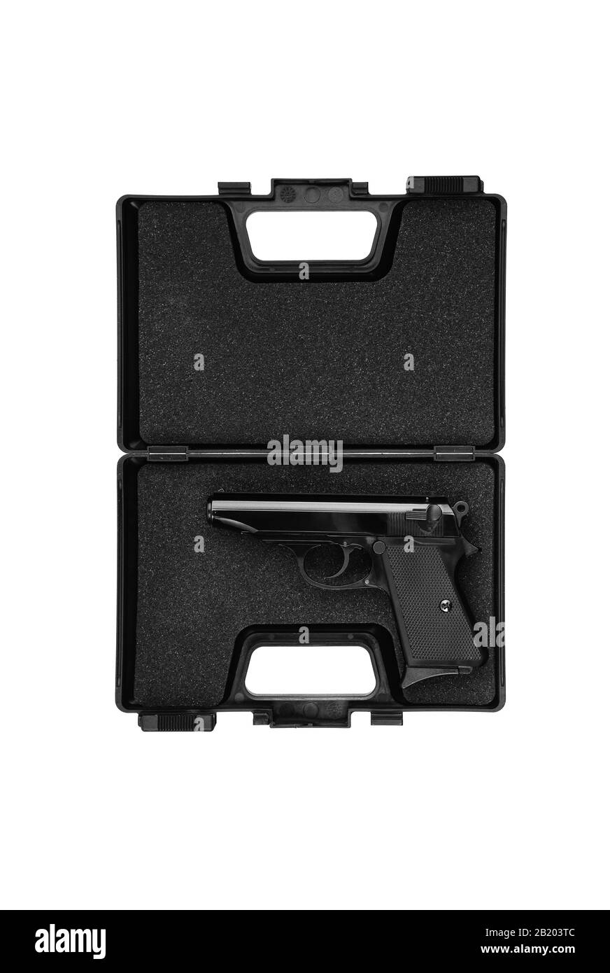 Black gun pistol isolated on white background. Short-barreled weapons ...