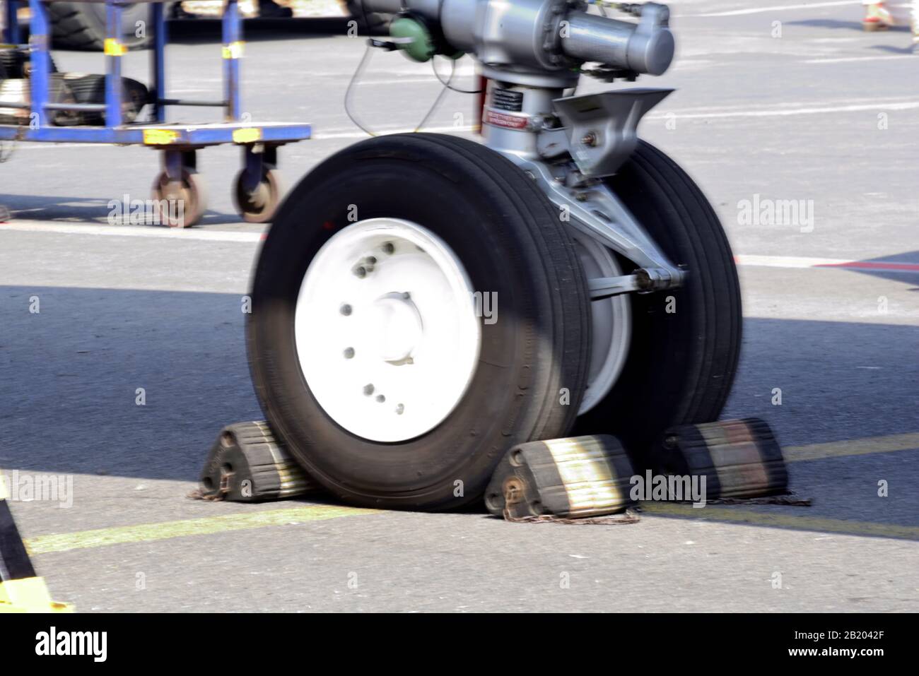 close up of airplane wheel of parking airplane Stock Photo - Alamy