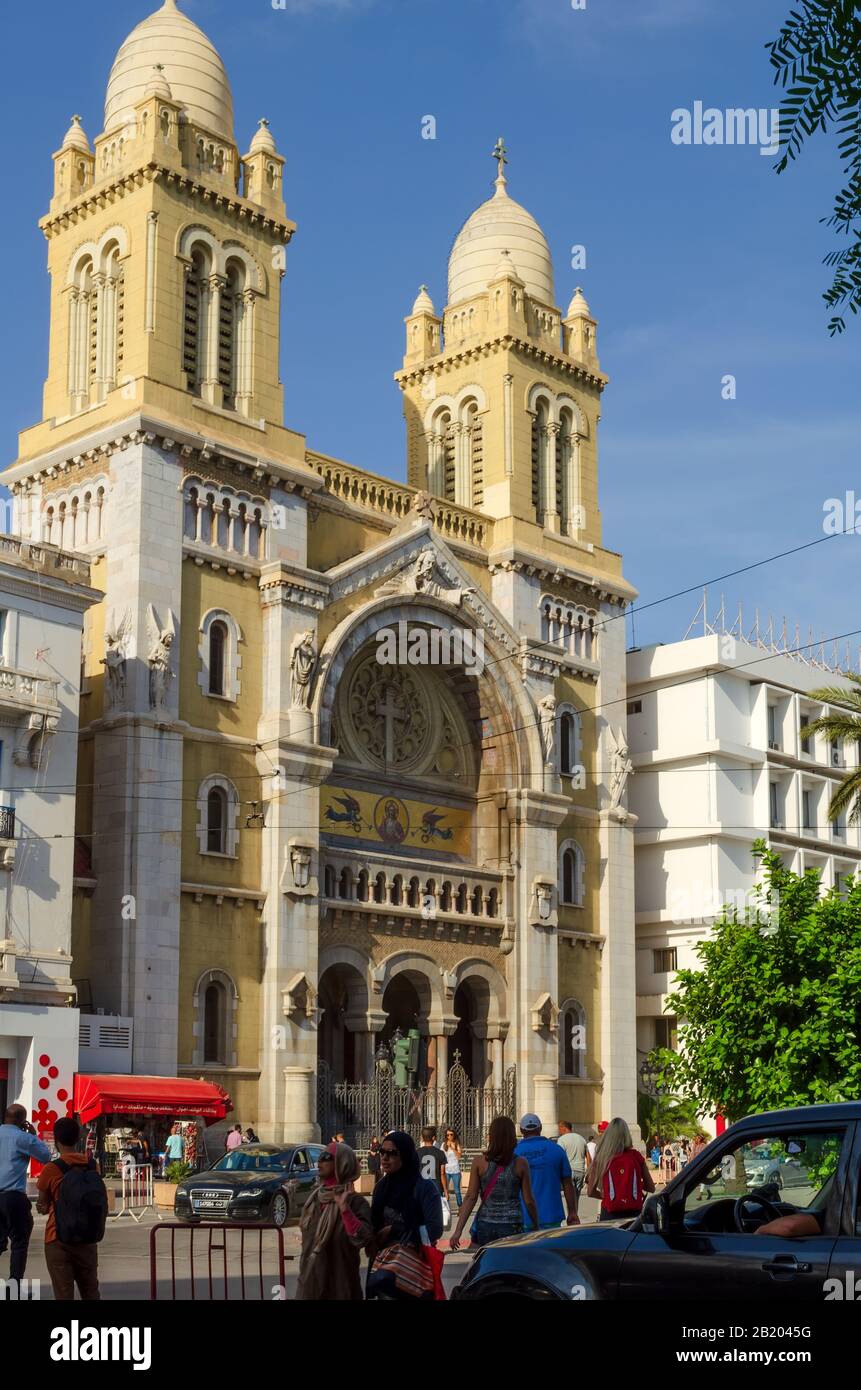 Tunisia, Tunis. September 17, 2016. Cathedrale Saint Vincent de Paul ...