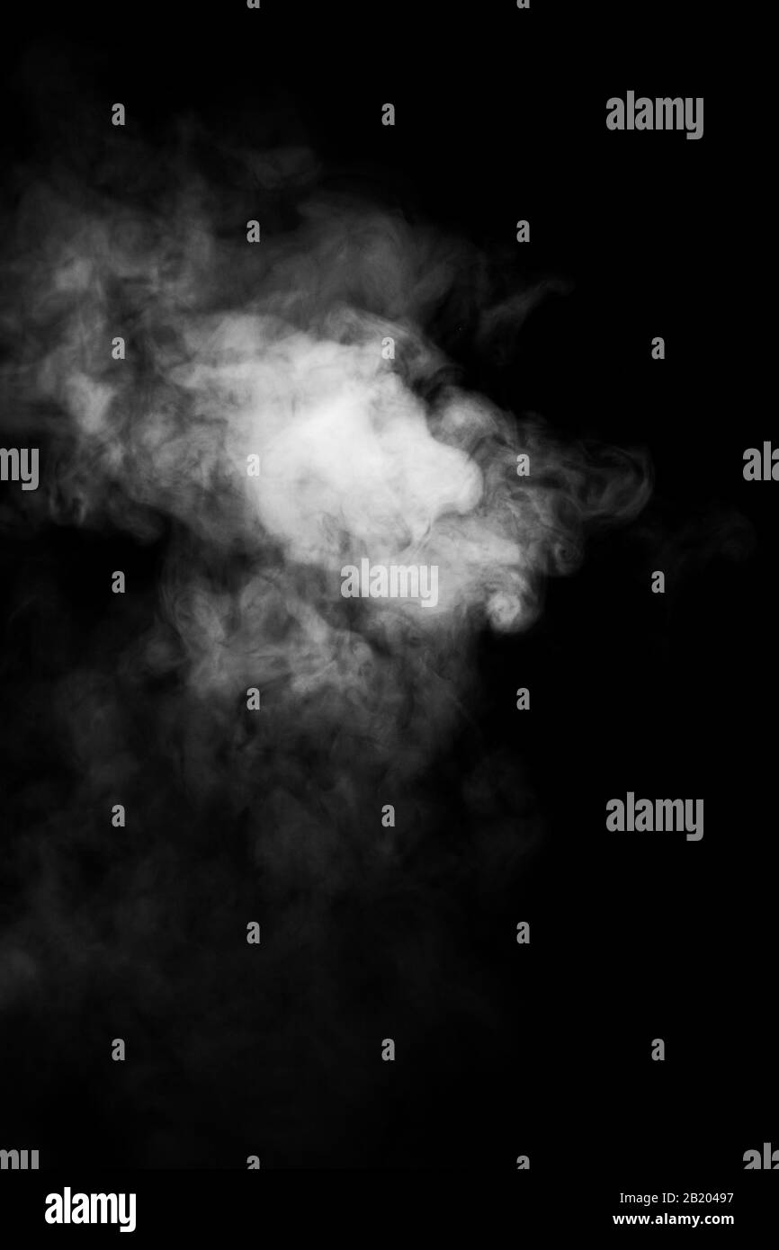 Real white steam isolated on black background Stock Photo - Alamy