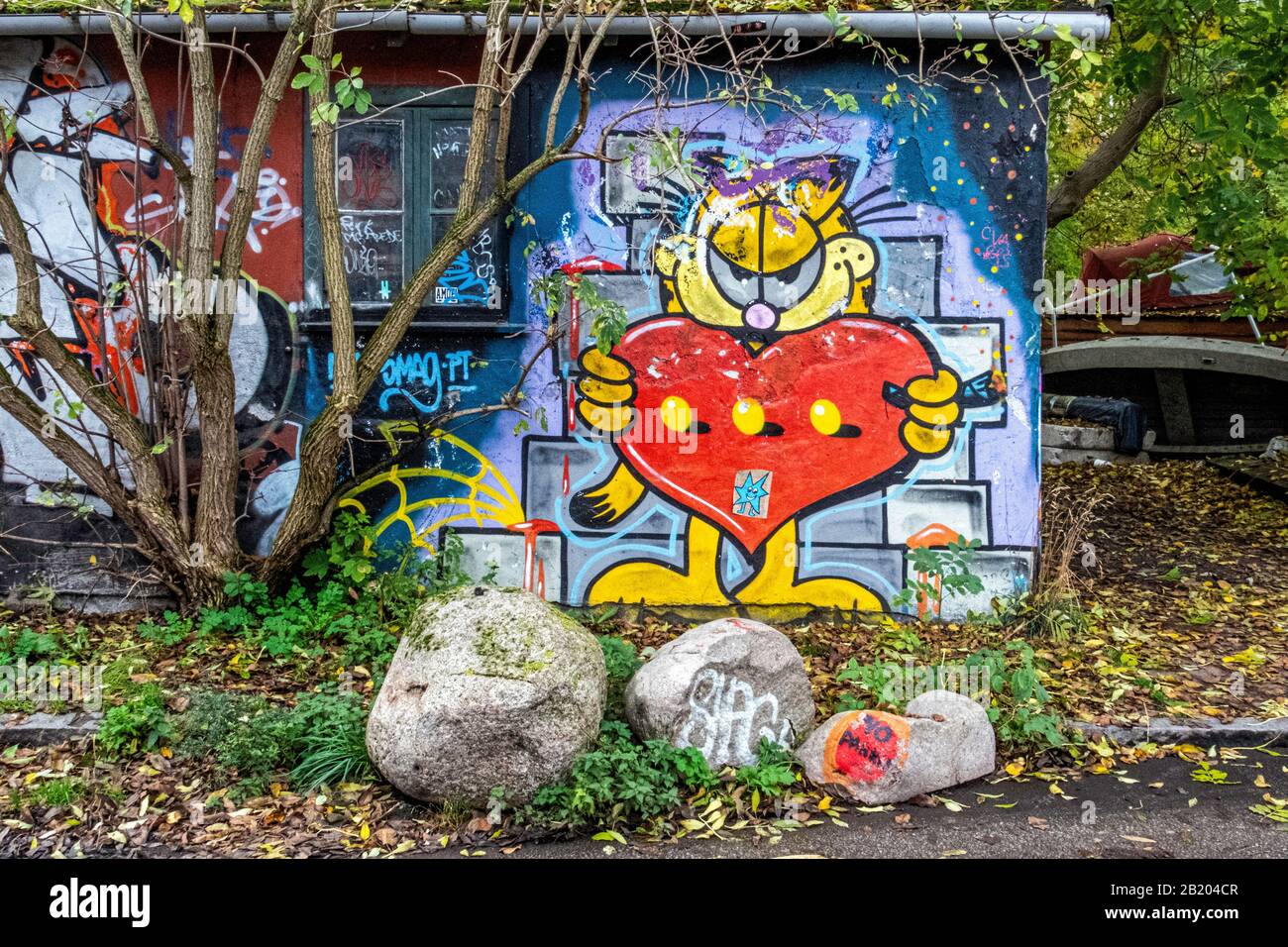 Colourful building in in Freetown Christiania,a hippie community and ...