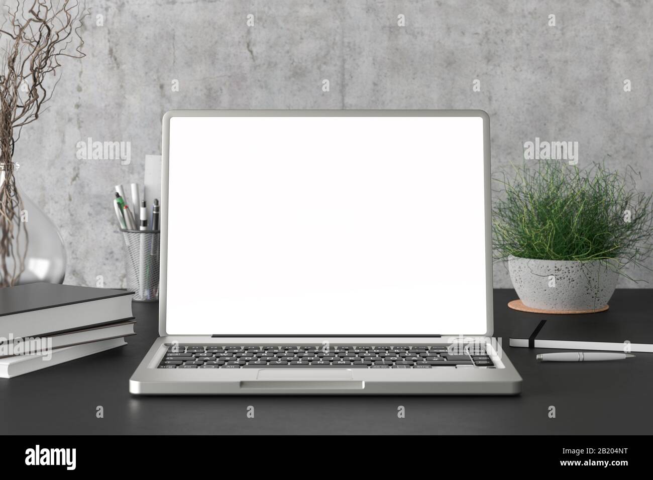 Laptop at concrete wall hi-res stock photography and images - Alamy