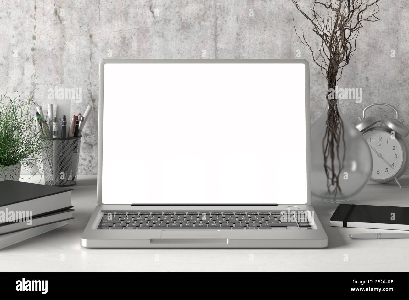 Laptop at concrete wall hi-res stock photography and images - Alamy