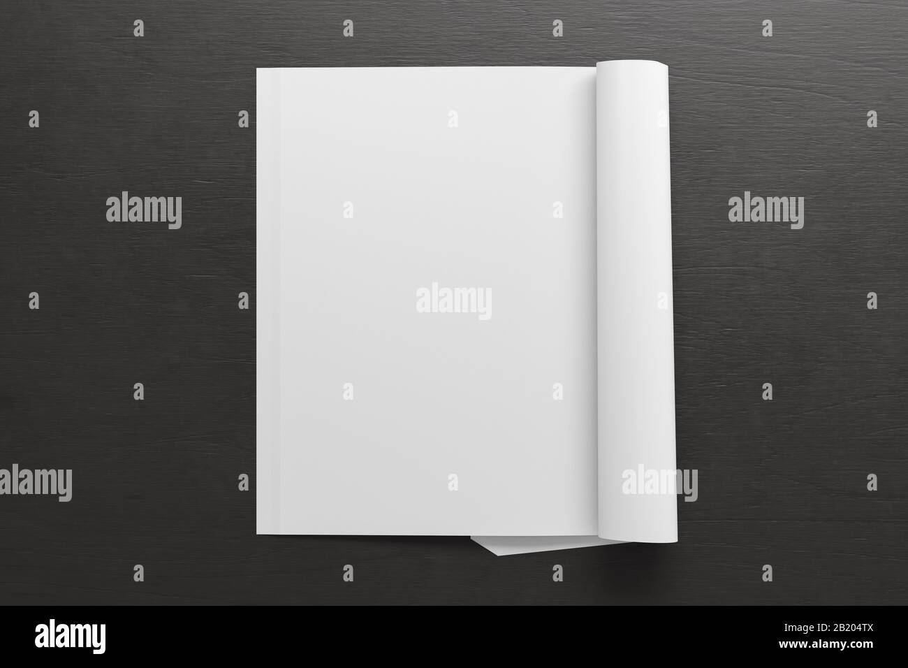 Blank vertical left magazine page. Workspace with folded magazine mock ...