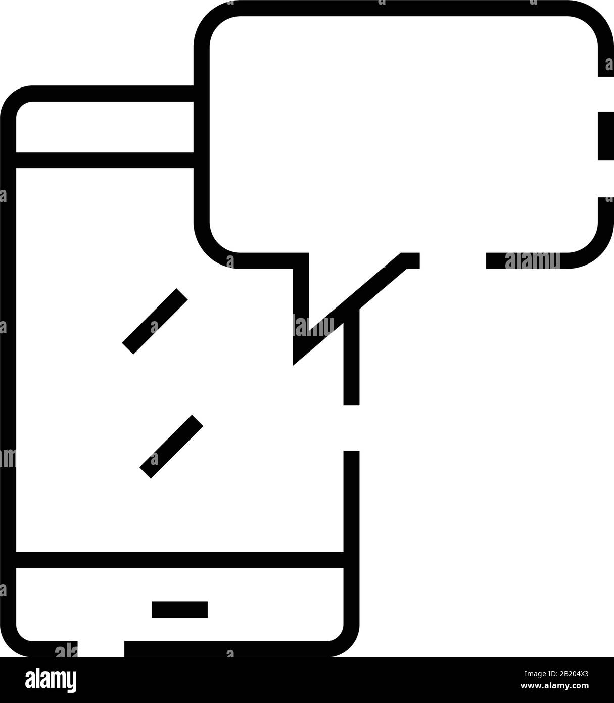 Mobile message line icon, concept sign, outline vector illustration ...