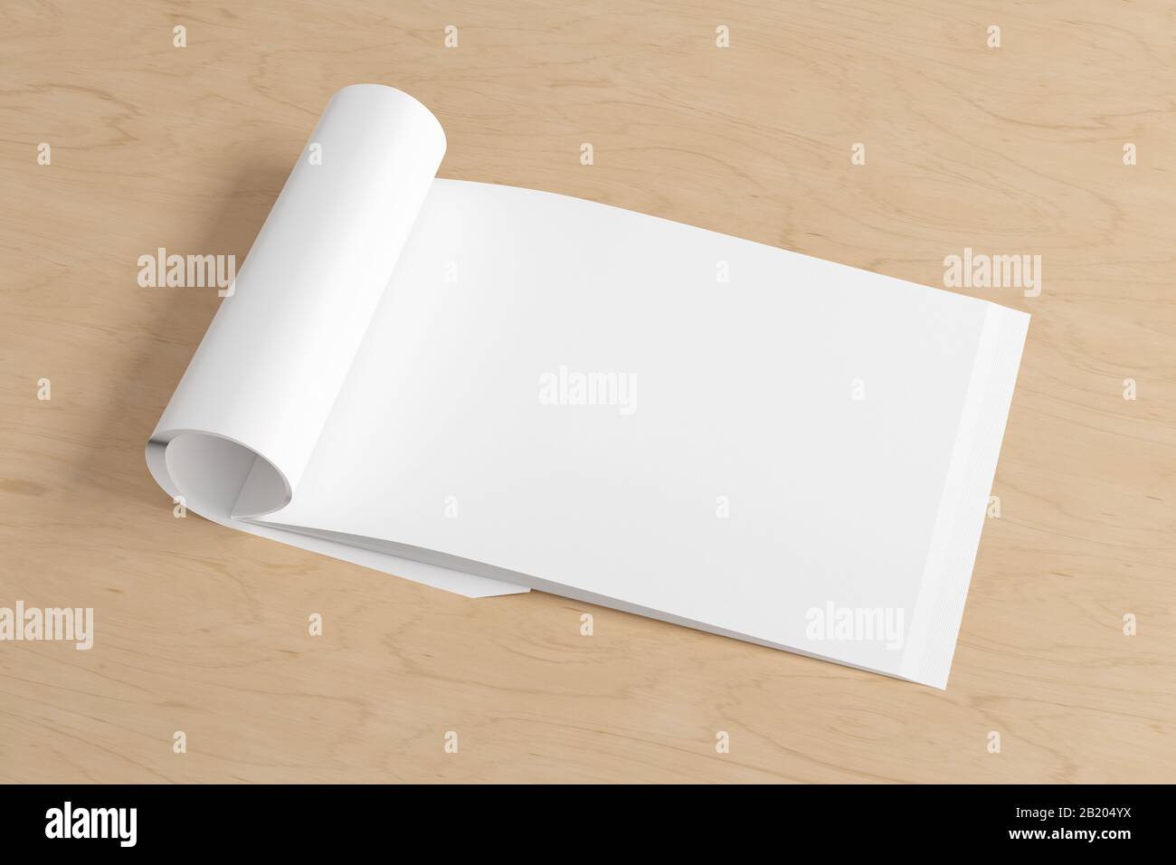 Blank horizontal right magazine page. Workspace with folded magazine ...